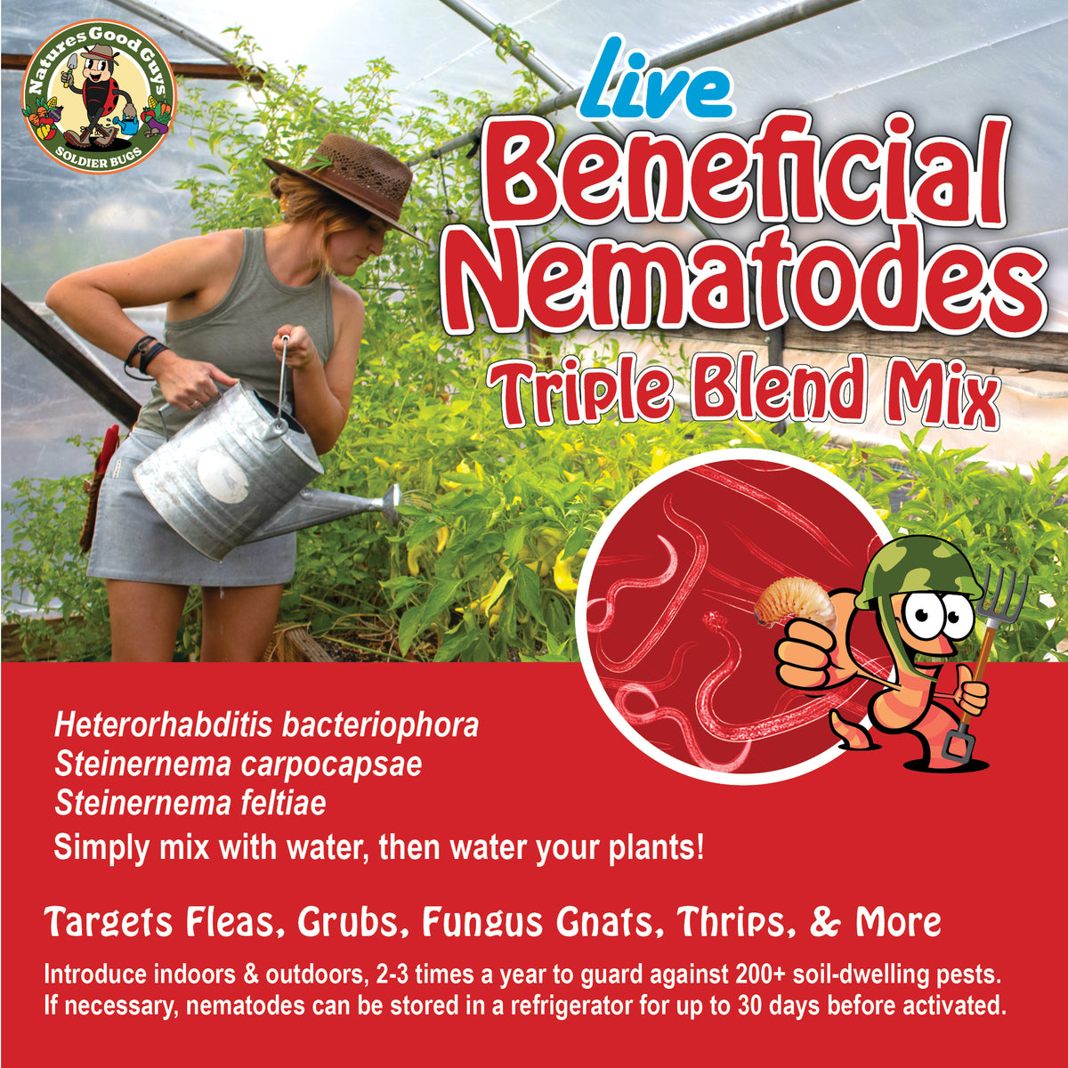 Beneficial Nematodes Triple Blend – Targets Fleas, Grubs, Fungus Gnats – NaturesGoodGuys